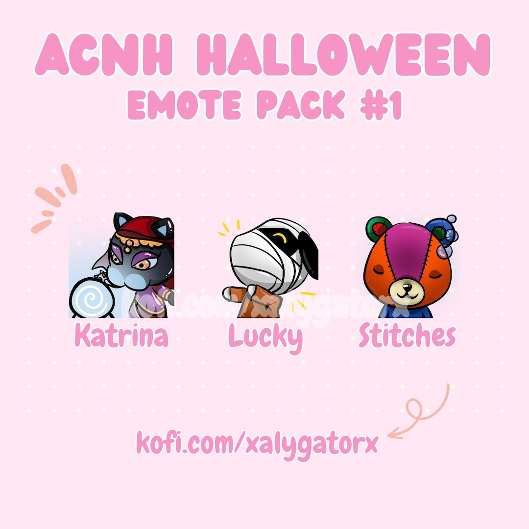ACNH Halloween Emotes Pack 1 P2U, Villagers, Twitch Streamer, Cute ...