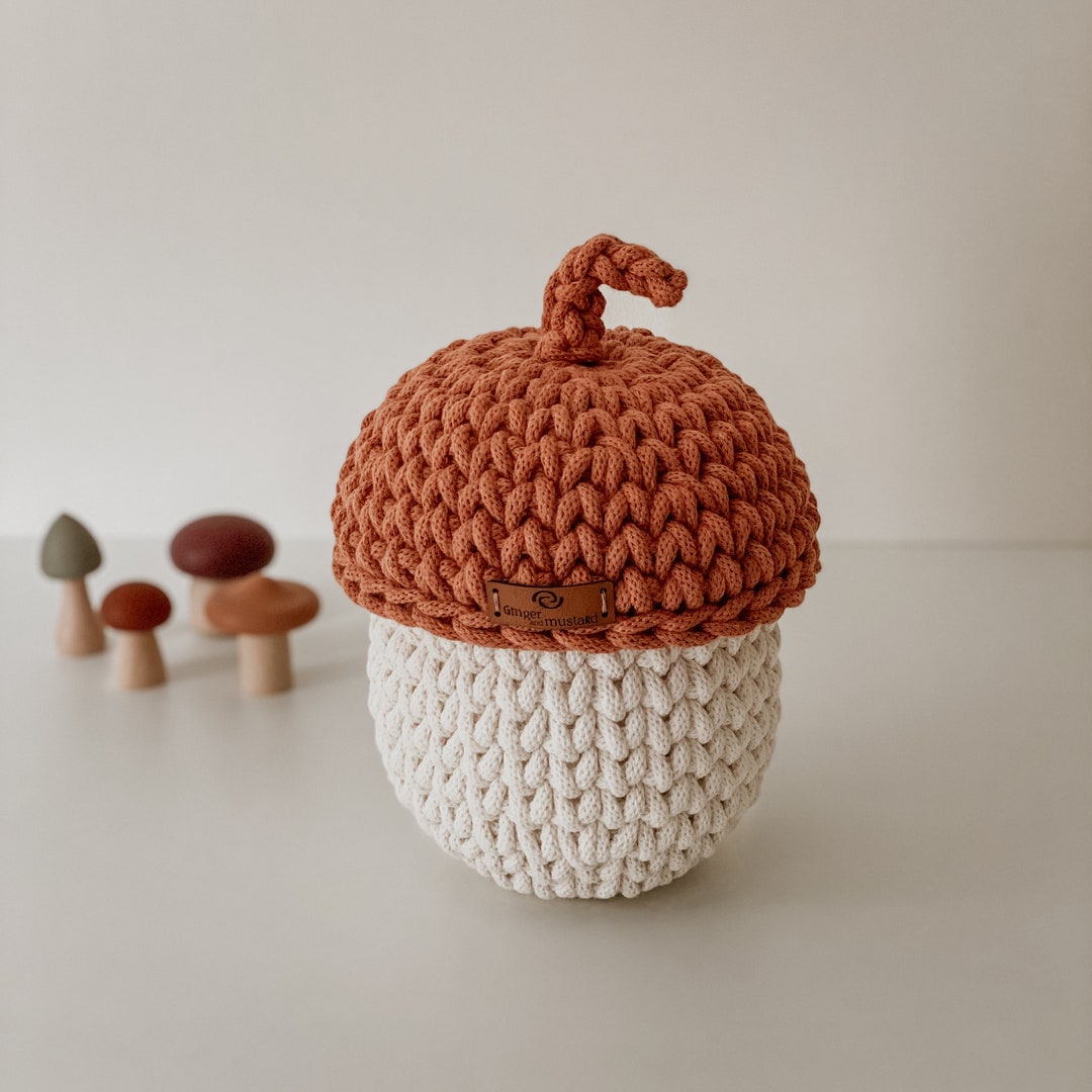Handmade Acorn, Kids Decor, Nursery Organiser, Storage Basket, Acorn ...