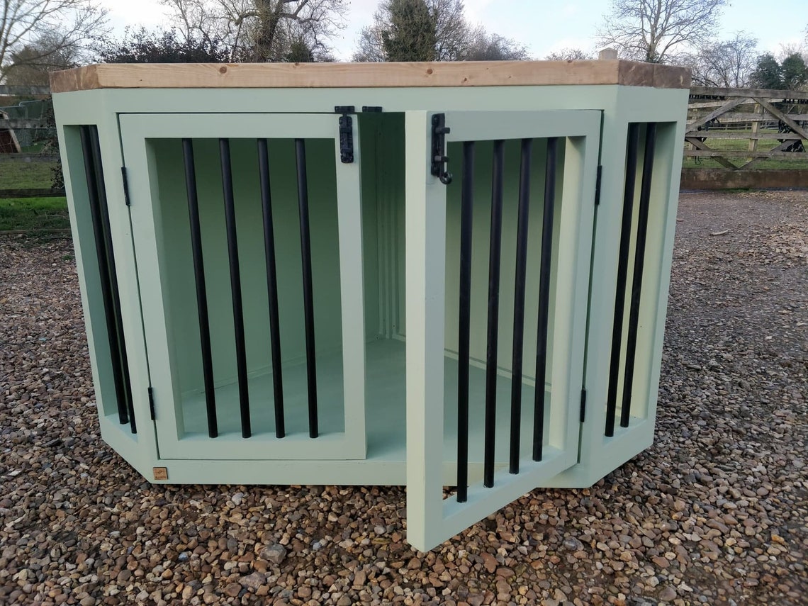 Wooden Dog Crate Furniture Corner Unit - Etsy UK