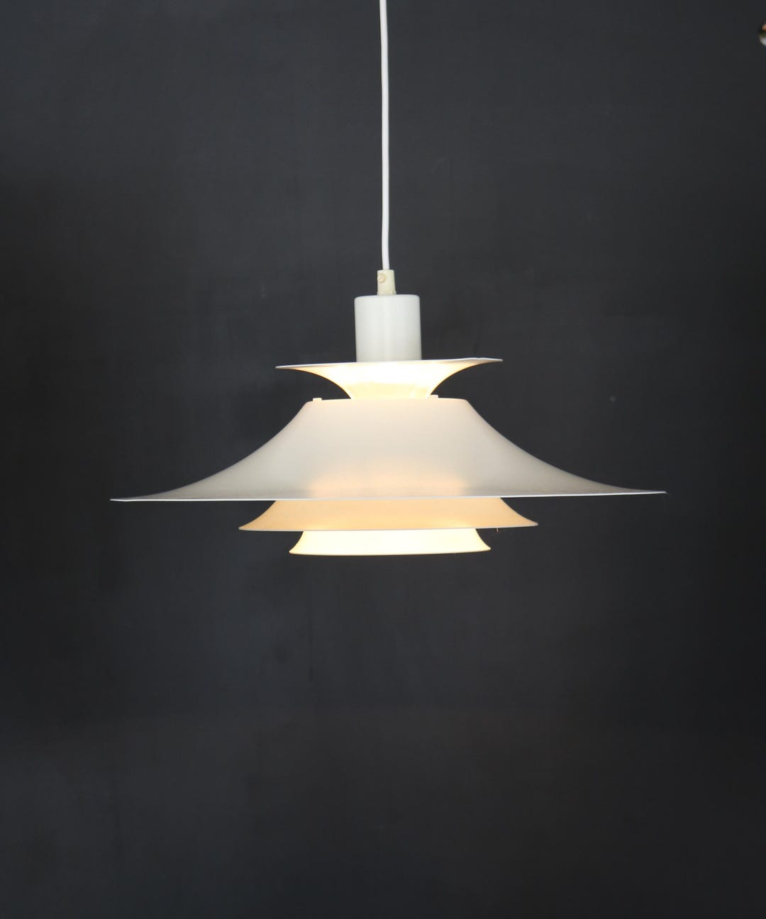 Special XL Danish FRANDSEN Ceiling Lamp *** Pure White *** Denmark 1970 ...