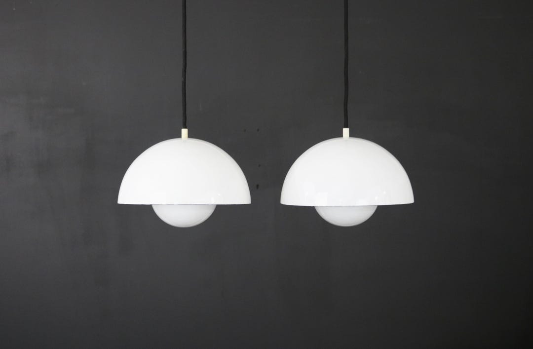 Vintage Verner Panton VP1 Flowerpot Lamps: White Enamel Pair, Louis ...