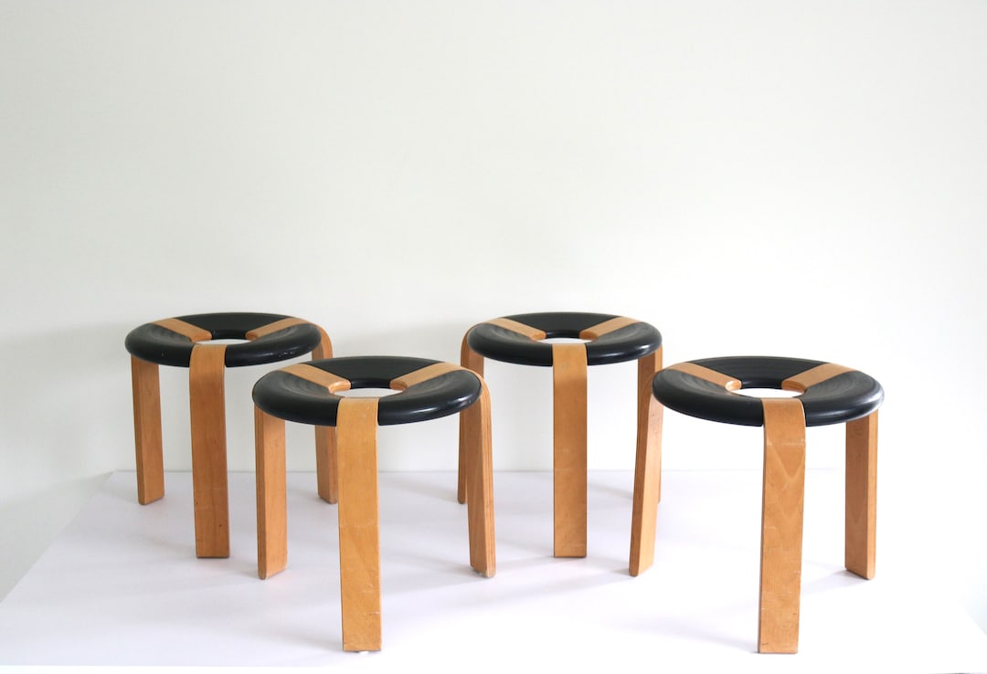 2 Magnus Olesen Stackable Donut Stools in Oak Model 4545 Rud Thygesen ...