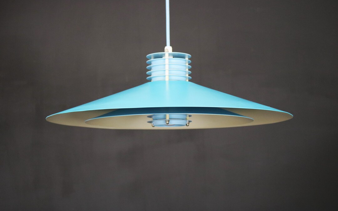 UNIQUE Colorful Danish Design Lamp in Blue Colors *** Full Restored ...