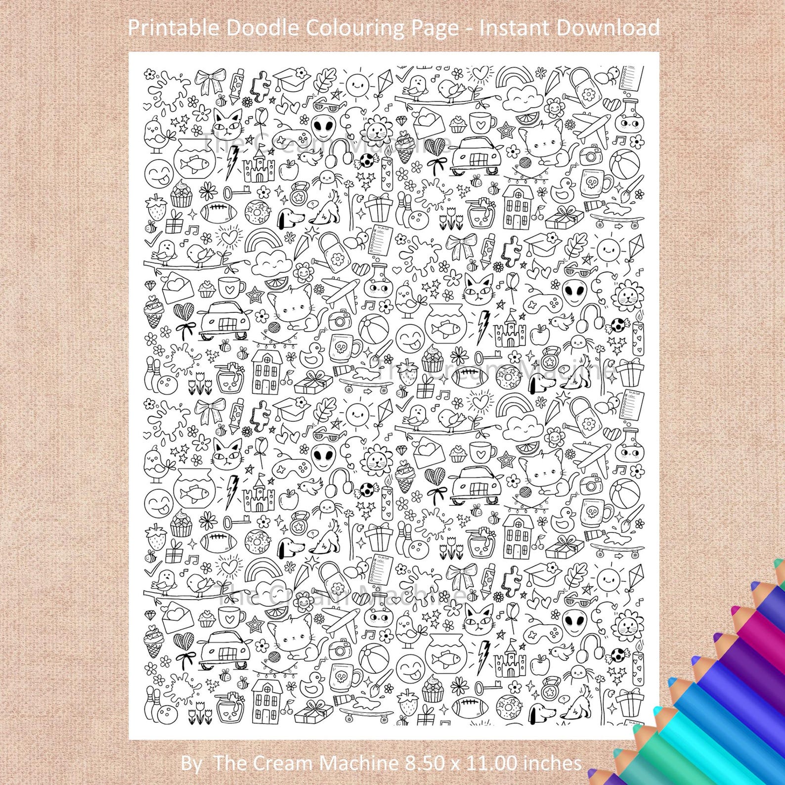 Instant Download - Awesome Oodles of Doodles Colouring Page – Cool, Fun ...