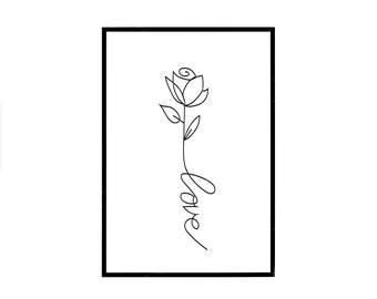 Modern Wall Art Minimalist Floral Rose Large Poster - Etsy
