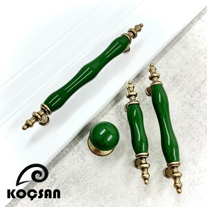 Porcelain Green Cabinet Handles, Cabinet Hardware, Dresser Pulls ...