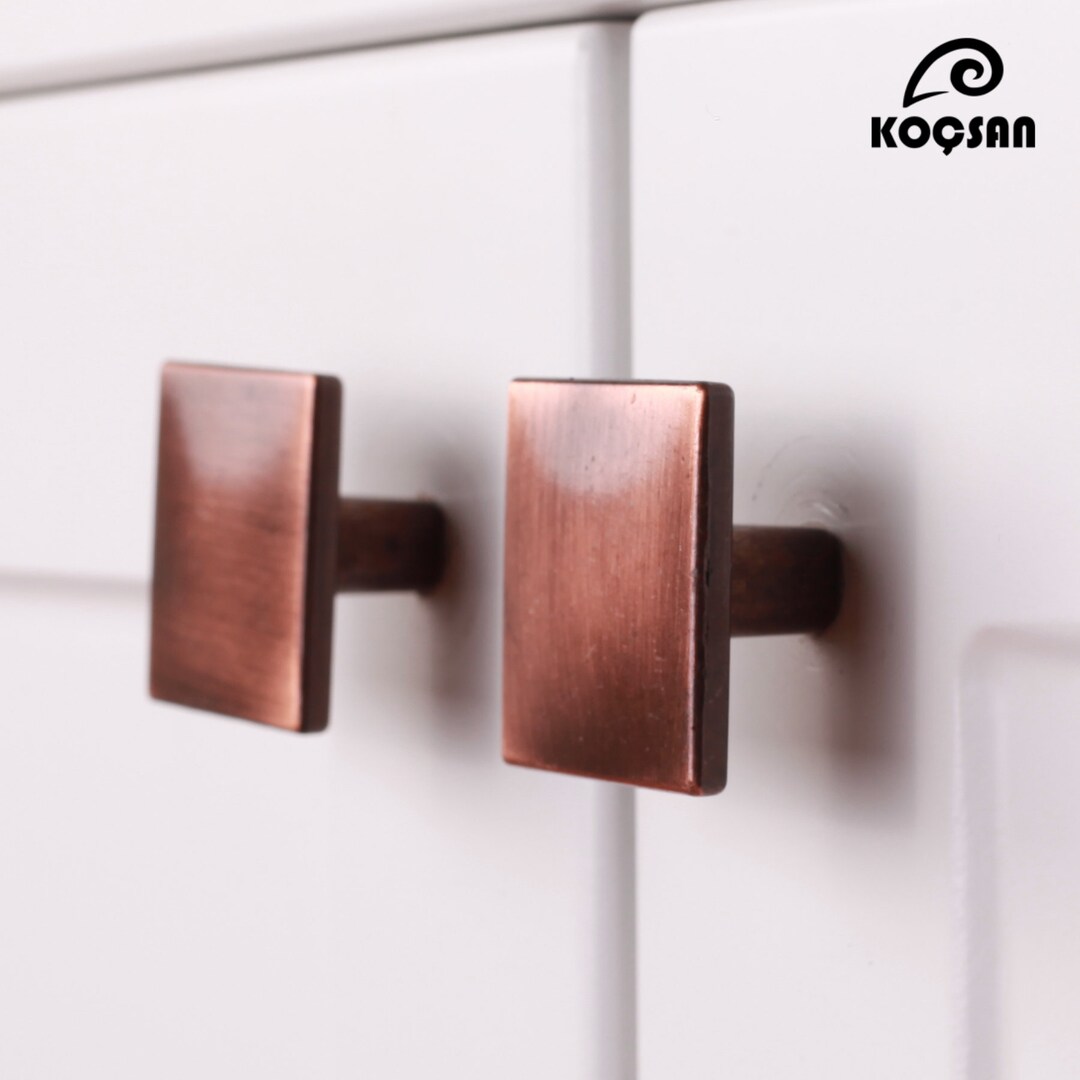 Square Antique Copper Cabinet Knobs, Cabinet Hardware, Dresser Pulls ...
