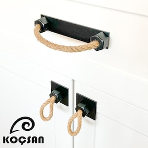 Luxury Black Jute Rope Cabinet Pulls, Cabinet Hardware, Dresser Pulls ...