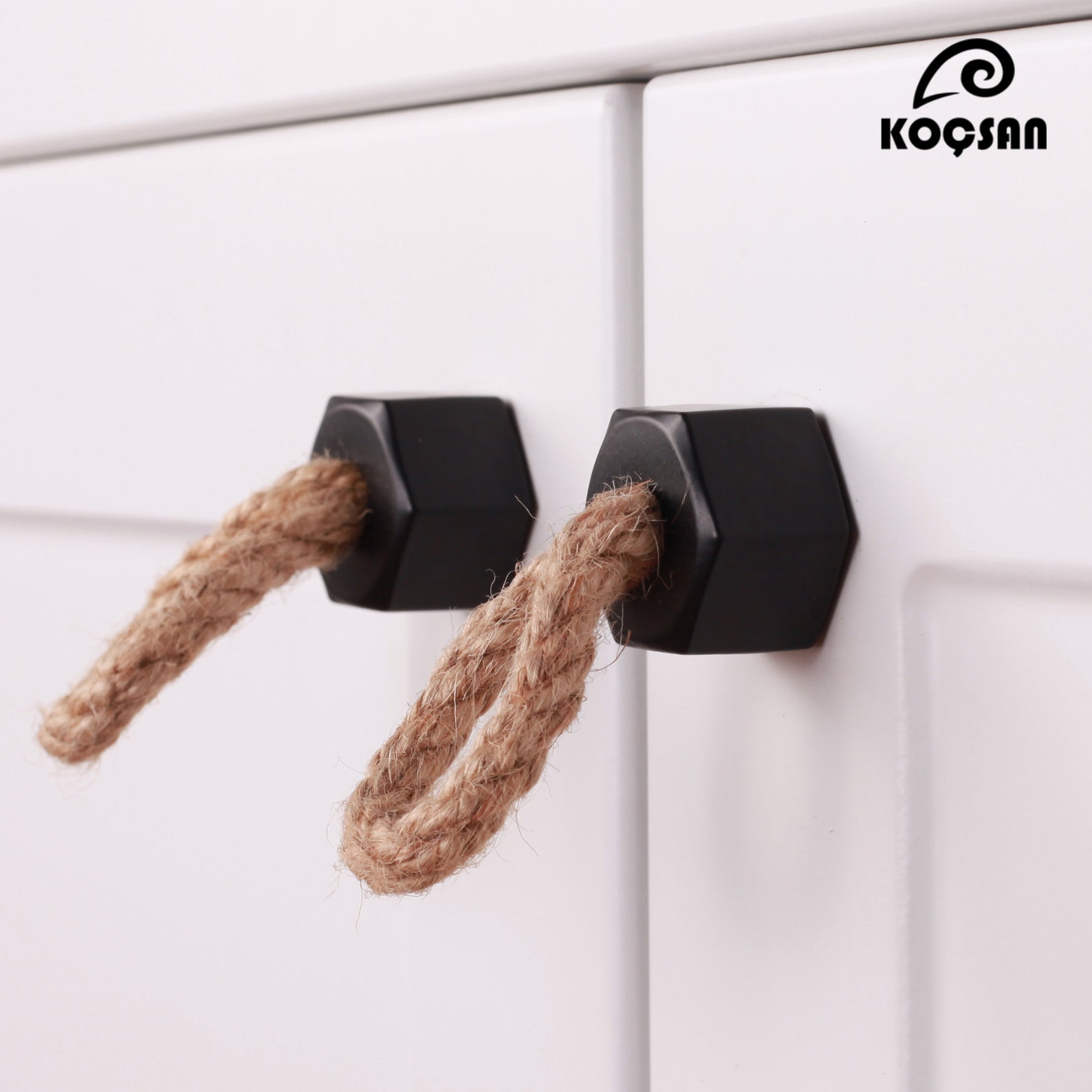 Luxury Black Jute Rope Cabinet Pulls, Cabinet Hardware, Dresser Pulls ...