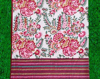 Pink Block Print Tablecloth - Etsy