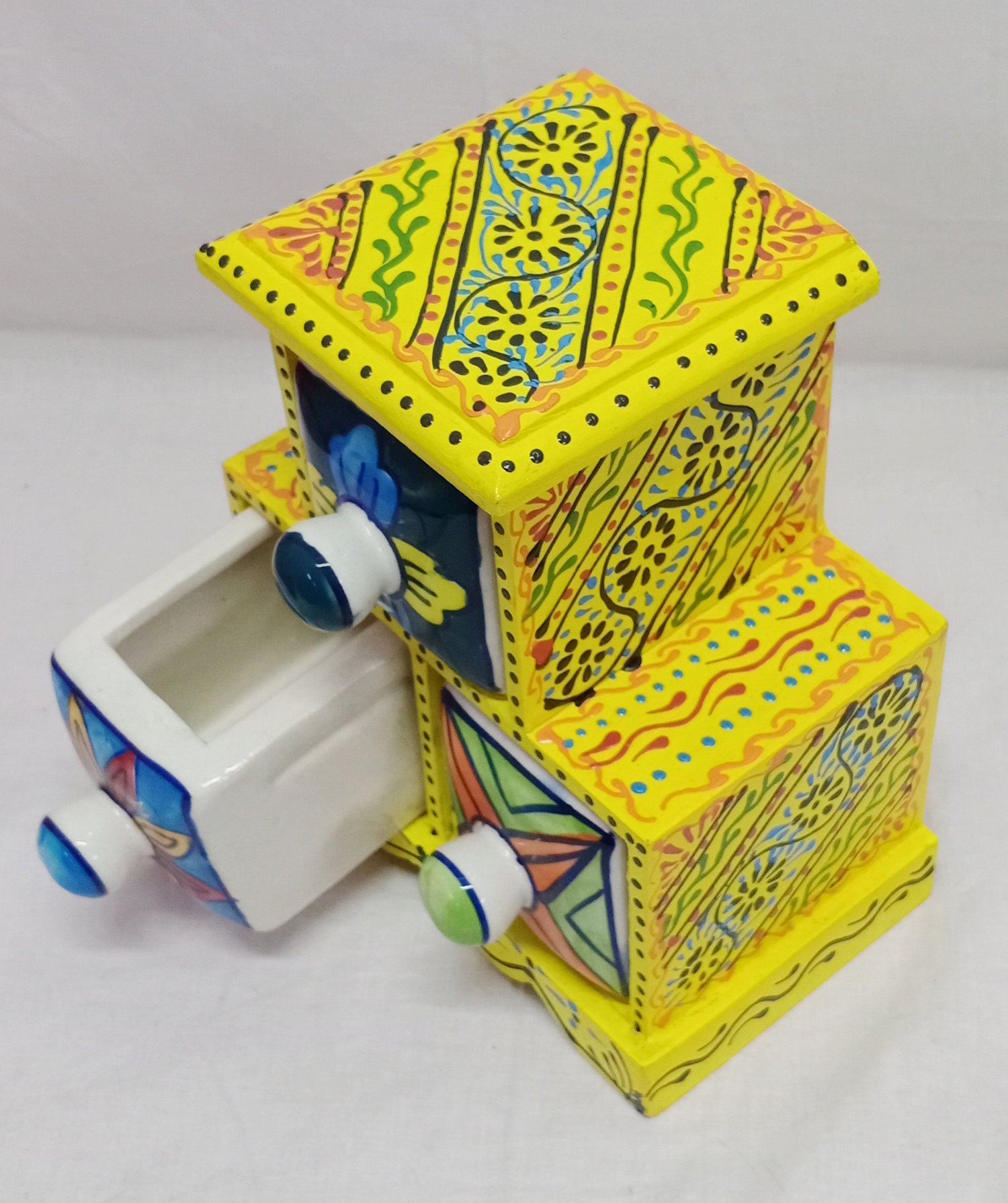 Handmade Wooden Partition Box Wooden Hand Painted 3 Ceramic - Etsy