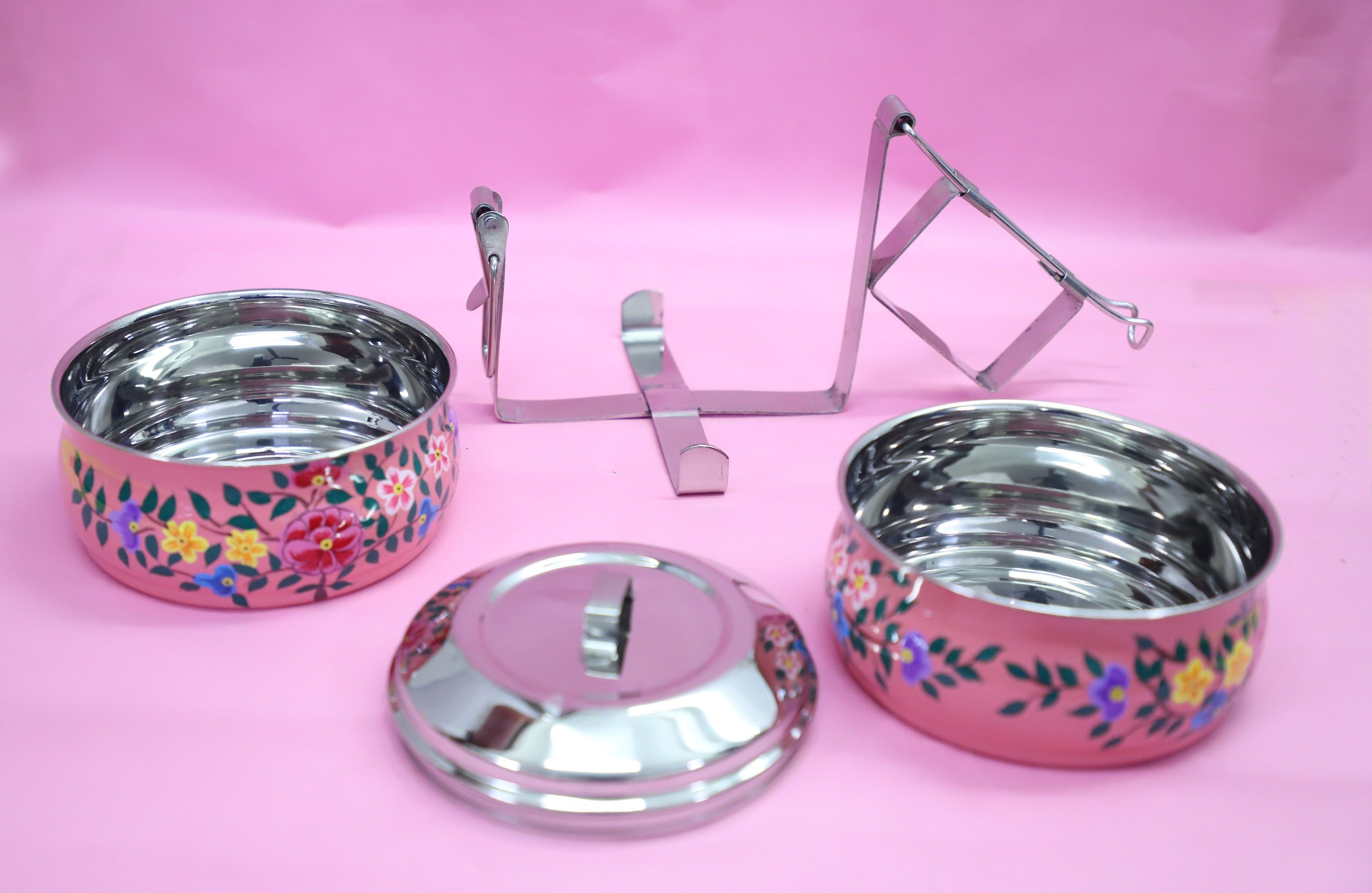 Hand Painted Tiffin Box Indian Lunch Box Stainless Steel - Etsy