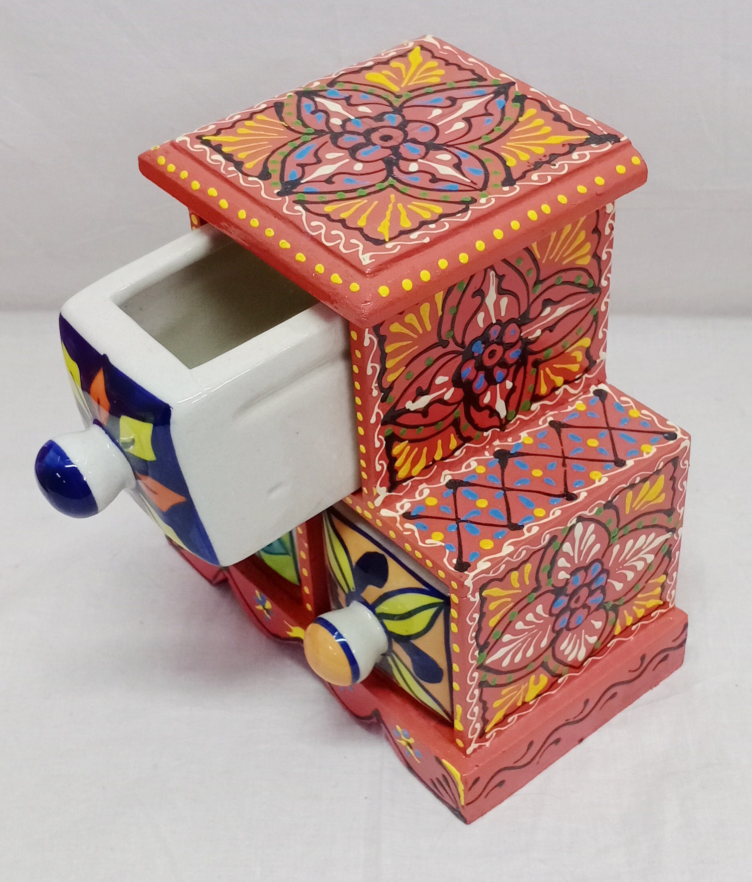 Handmade Wooden Partition Box Wooden Hand Painted 3 Ceramic - Etsy