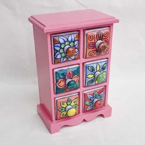 Wooden Box With Ceramic Drawers - Etsy