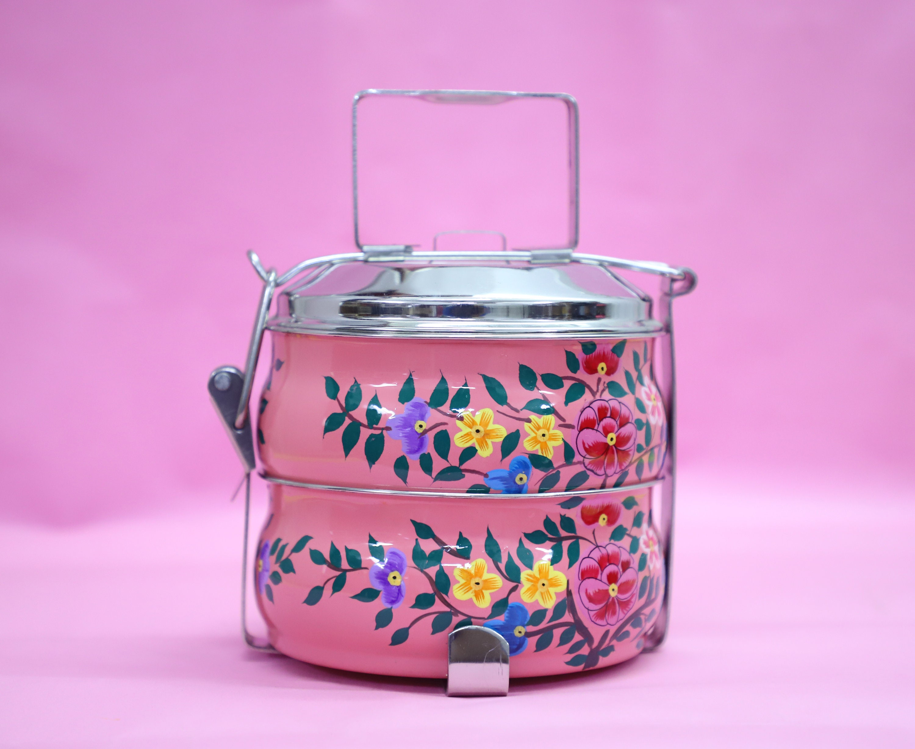 Hand Painted Tiffin Box Indian Lunch Box Stainless Steel - Etsy