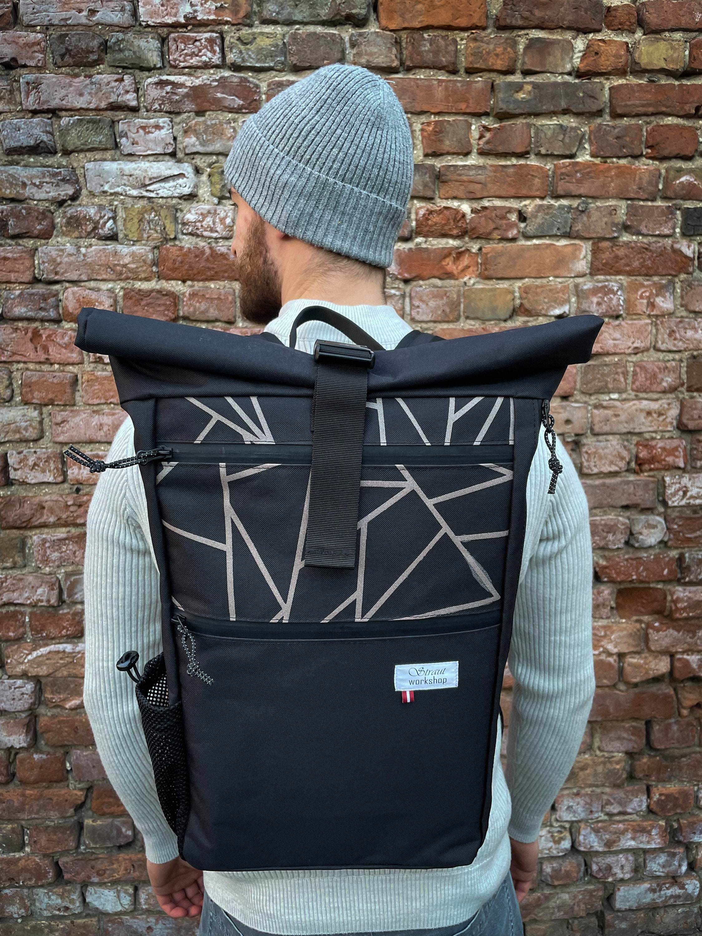 Alpha Roll Top Backpack, Laptop Backpack, Vegan Backpack , Black Bag ...