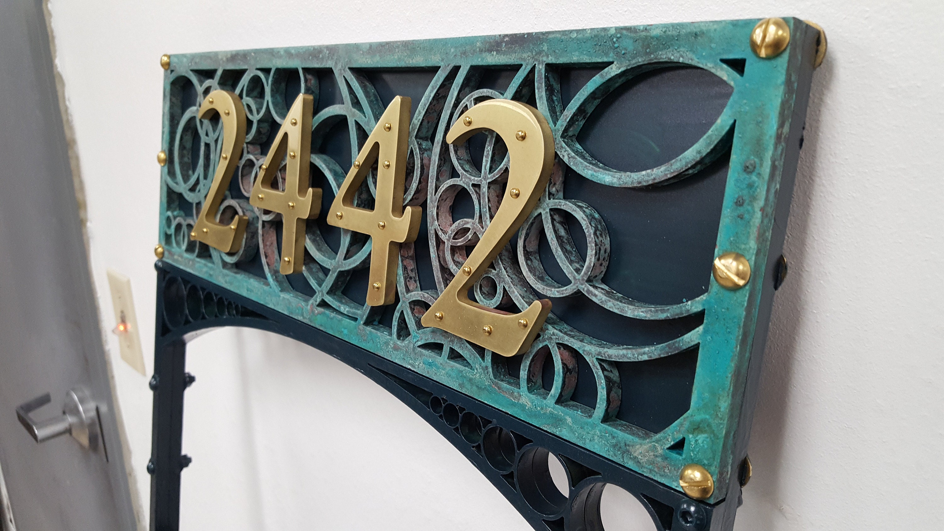 Brass Art Deco Address Sign, 100% Custom Made, for House, Garden, or ...
