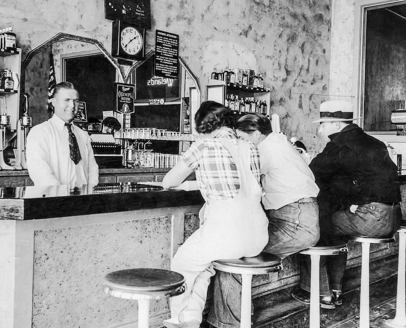 1930s Vintage Bar Scene Photo Print | Bar Cart Decor Speakeasy | Black ...