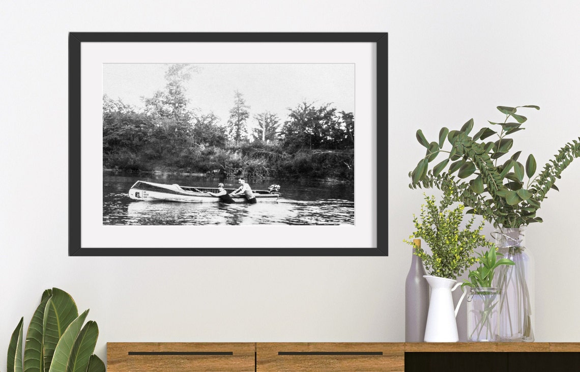 1920s Couple Motorboat Print | Vintage Black and White Photography - Etsy