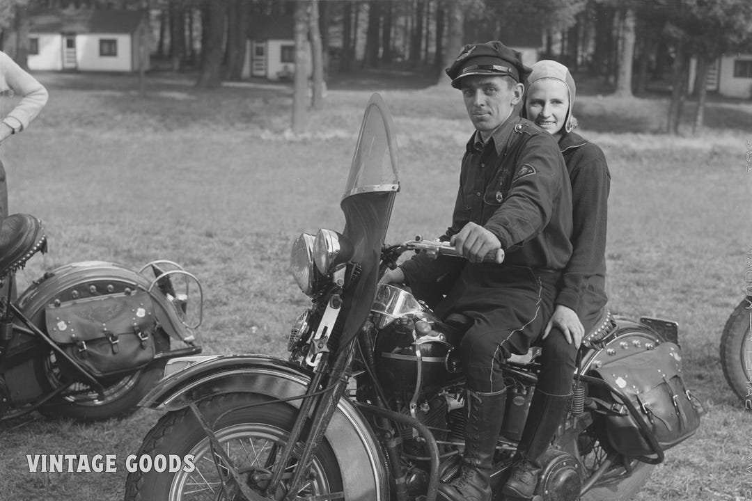 Motorcycle Mama Photo Print | Vintage Americana | Biker Rally Harley ...