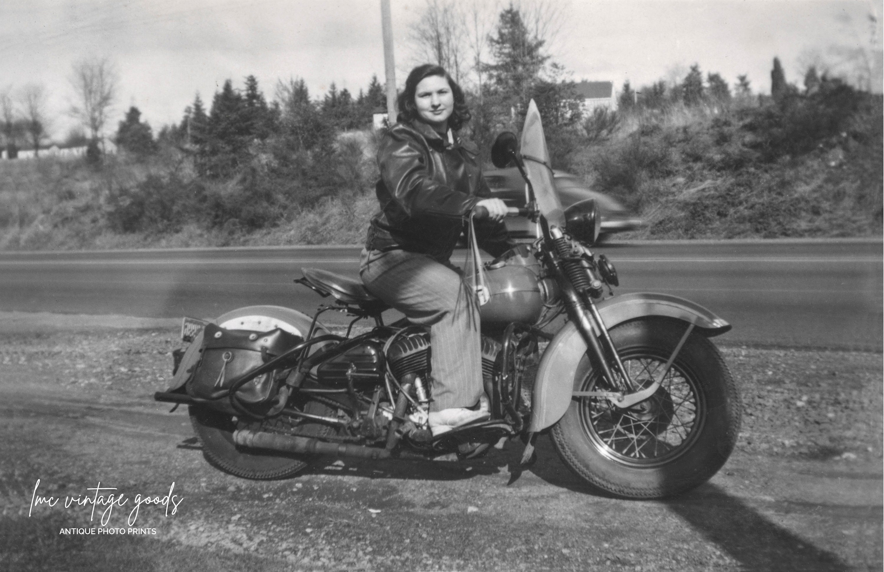 Woman on a Motorcycle Photo Print 1940s Female Biker - Etsy