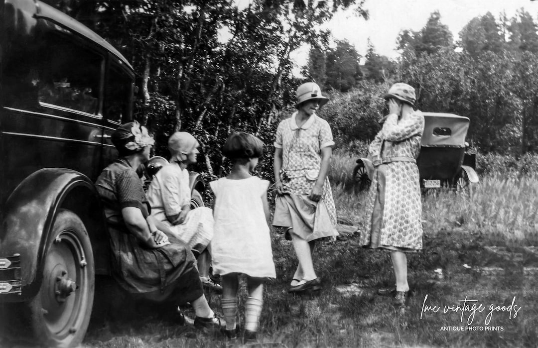 1920s Flappers Seated on Ford Model A | Vintage Photo Print | Jazz Age ...