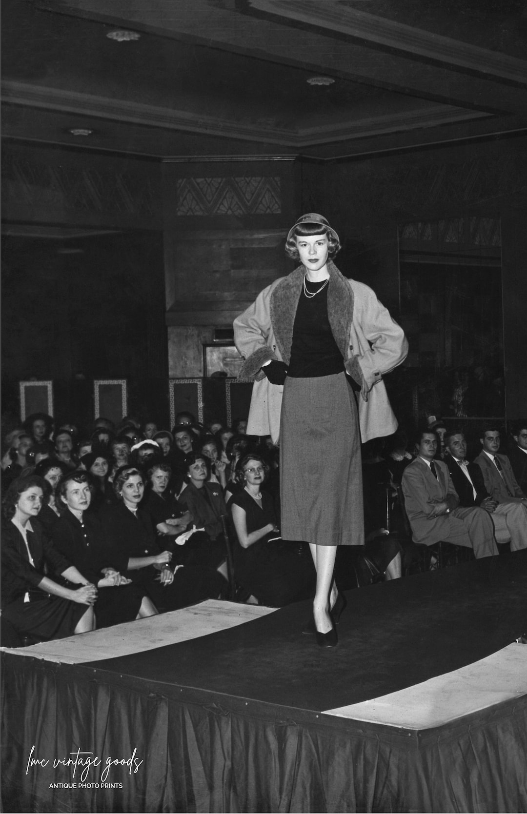 1940s Women's Fashion Show Vintage Photo Print | Black and White ...