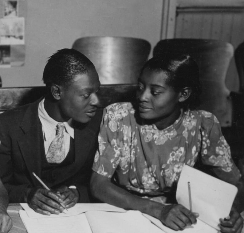 African American Students in Writing Class Vintage Black Americana ...