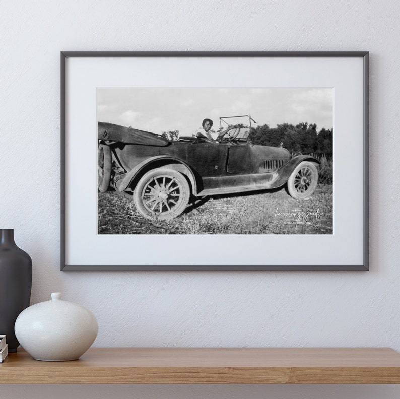 Woman Driving 1920s Automobile Photo Print | Black Americana | Ford ...