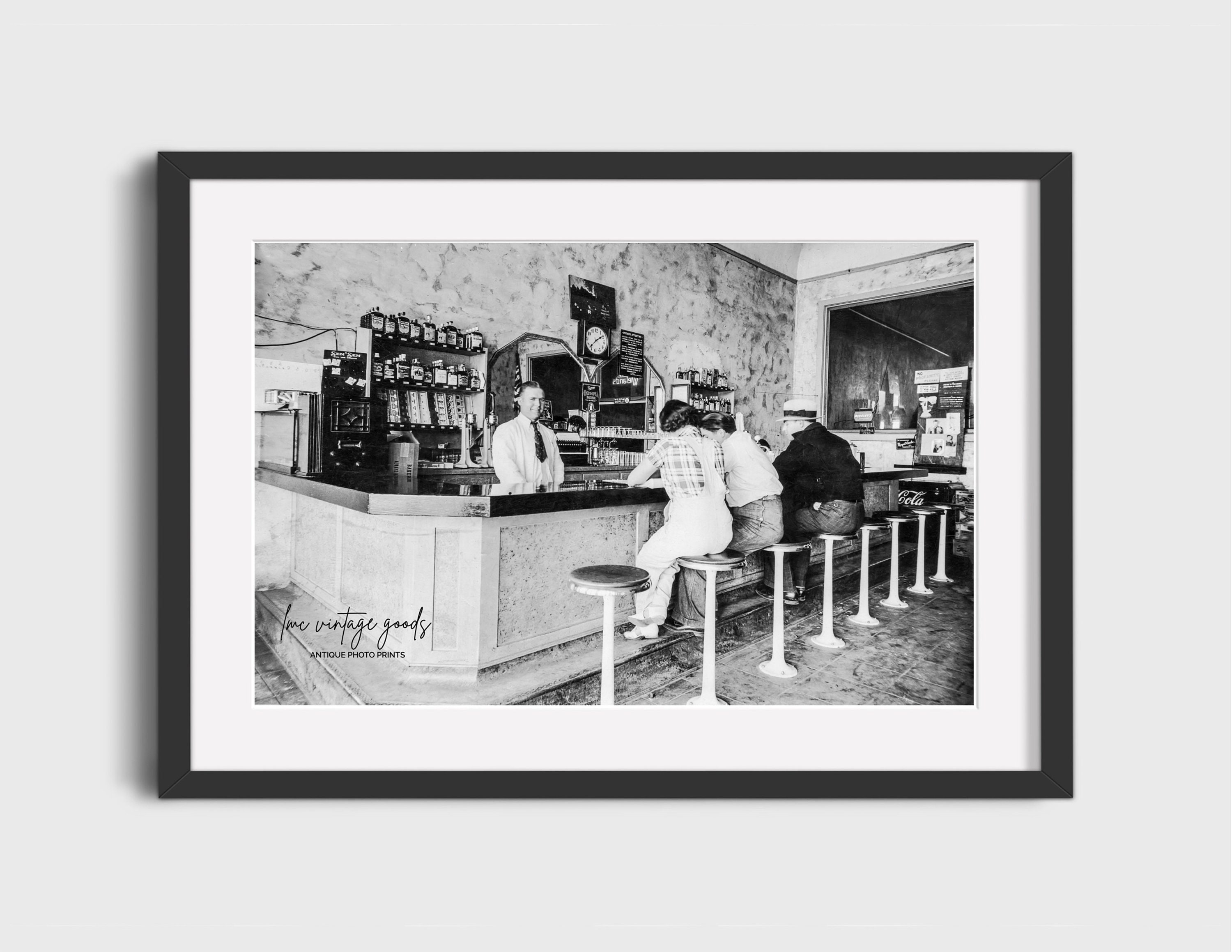 1930s Vintage Bar Scene Photo Print Bar Cart Decor Speakeasy Black ...