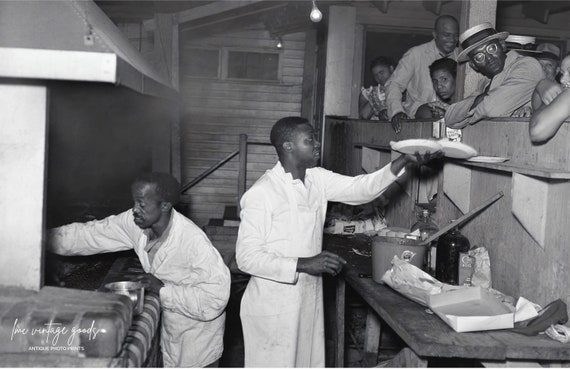 Restaurant With Cooks at Work Photo Print Vintage Black - Etsy