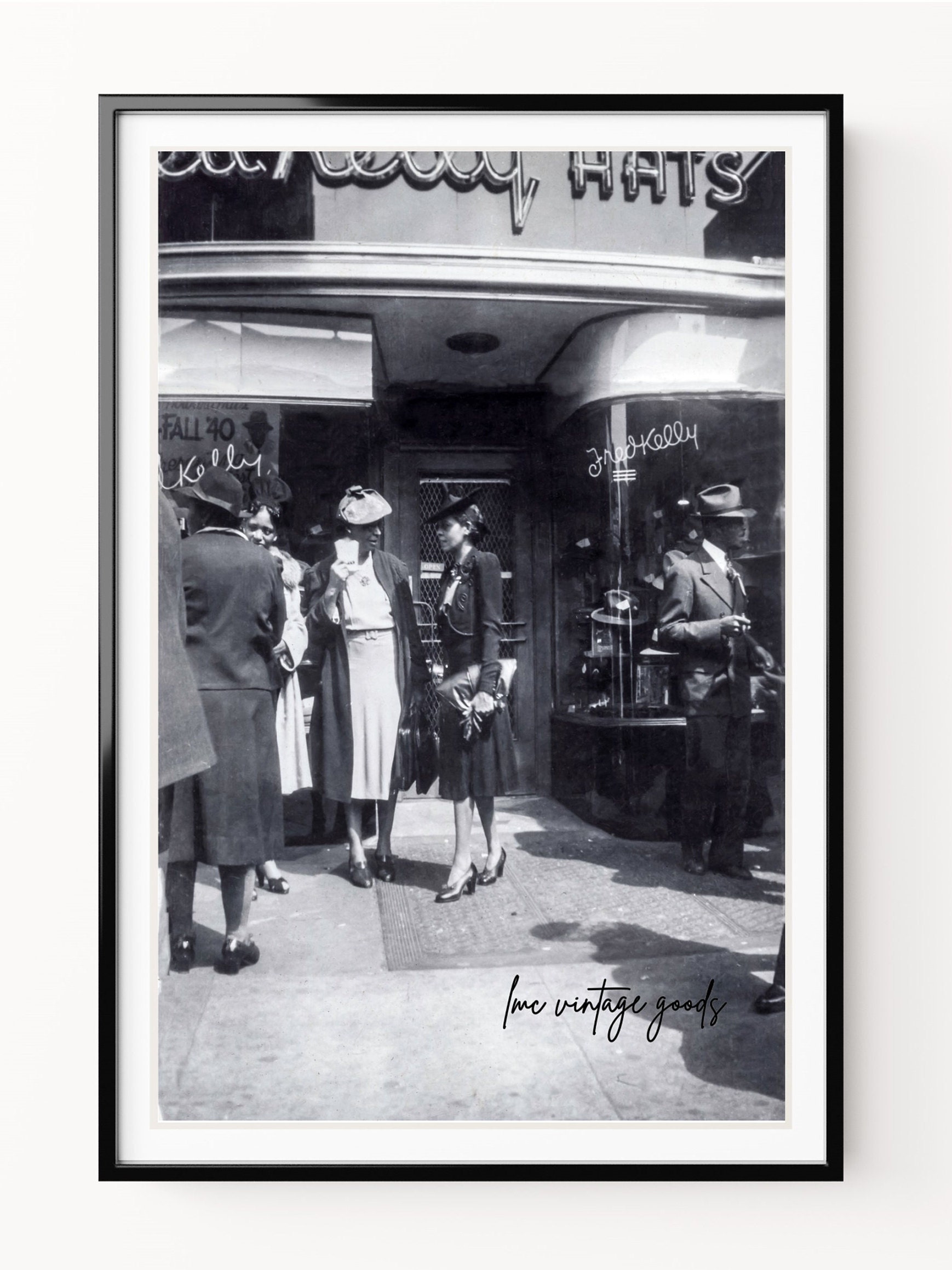 Main Street Shoppers Photo Print | Black Americana | 1940s Storefront ...
