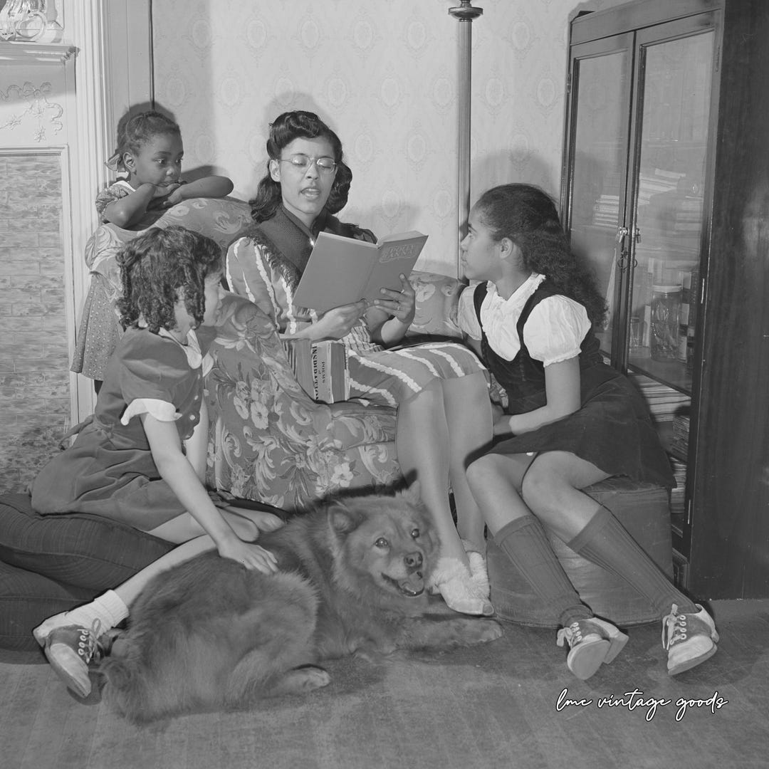 Mother Reading to Her Children Photo Print | Vintage Black Americana ...
