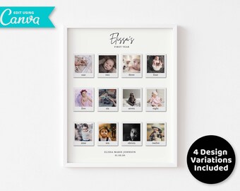 12 Month Baby Photo Collage - Etsy