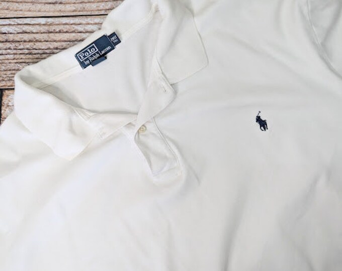 Vintage Polo Ralph Lauren White Polo - 2XLT - Cotton Polo Shirt - Men's ...
