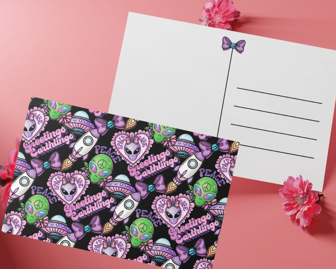 Retro Alien Greetings Postcard 4x6 Inches, Printed various Amount of ...