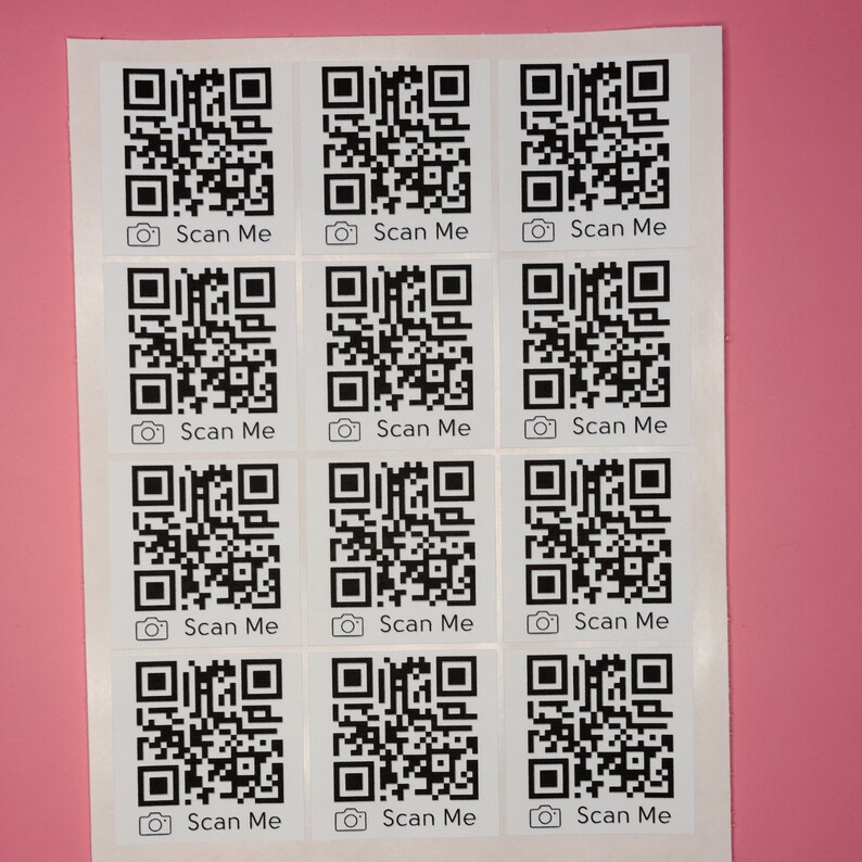 Custom QR Code Square Sticker Sheet 12 Stickers per Sheet - Etsy