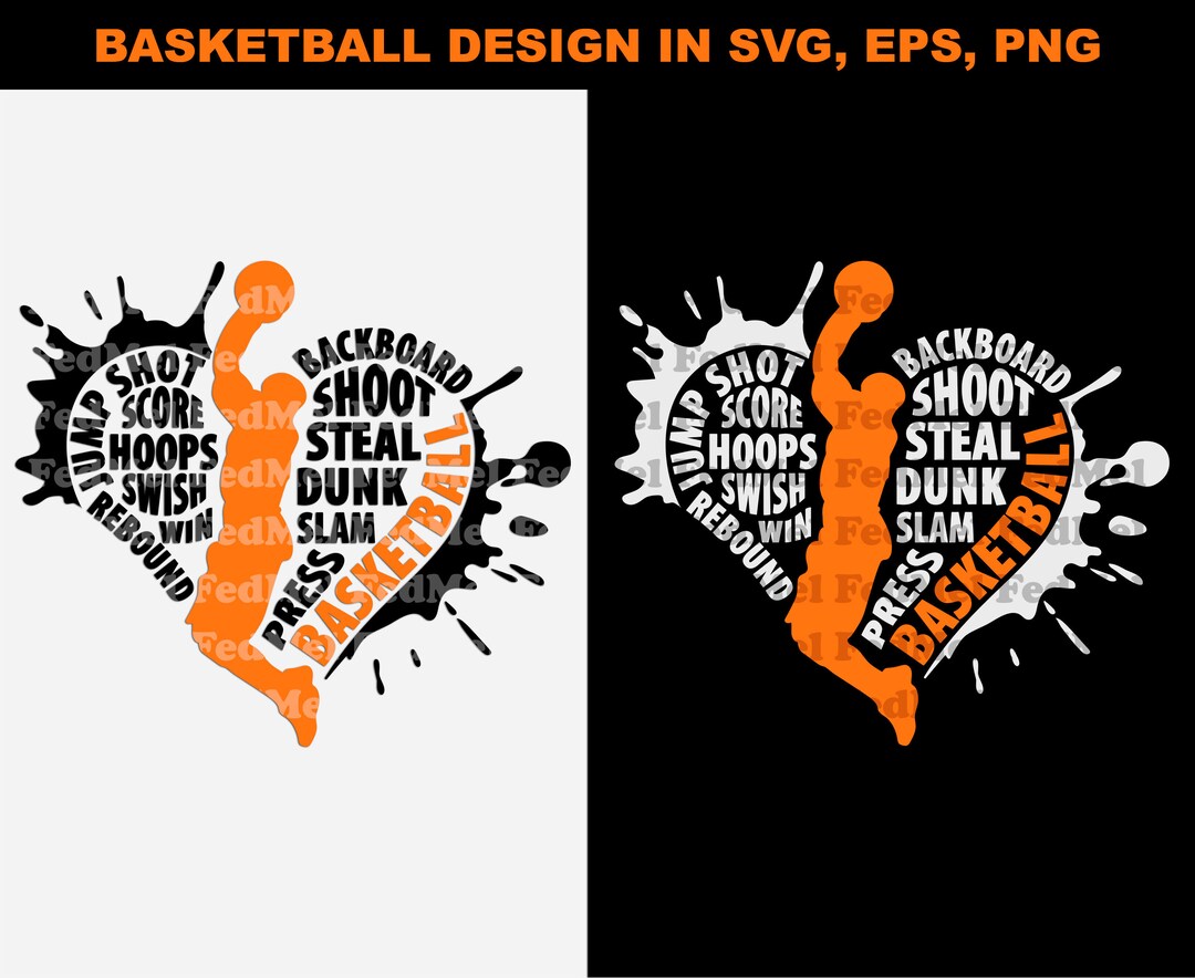 Basketball Heart Design in Svg, Png, Eps Formats - Etsy