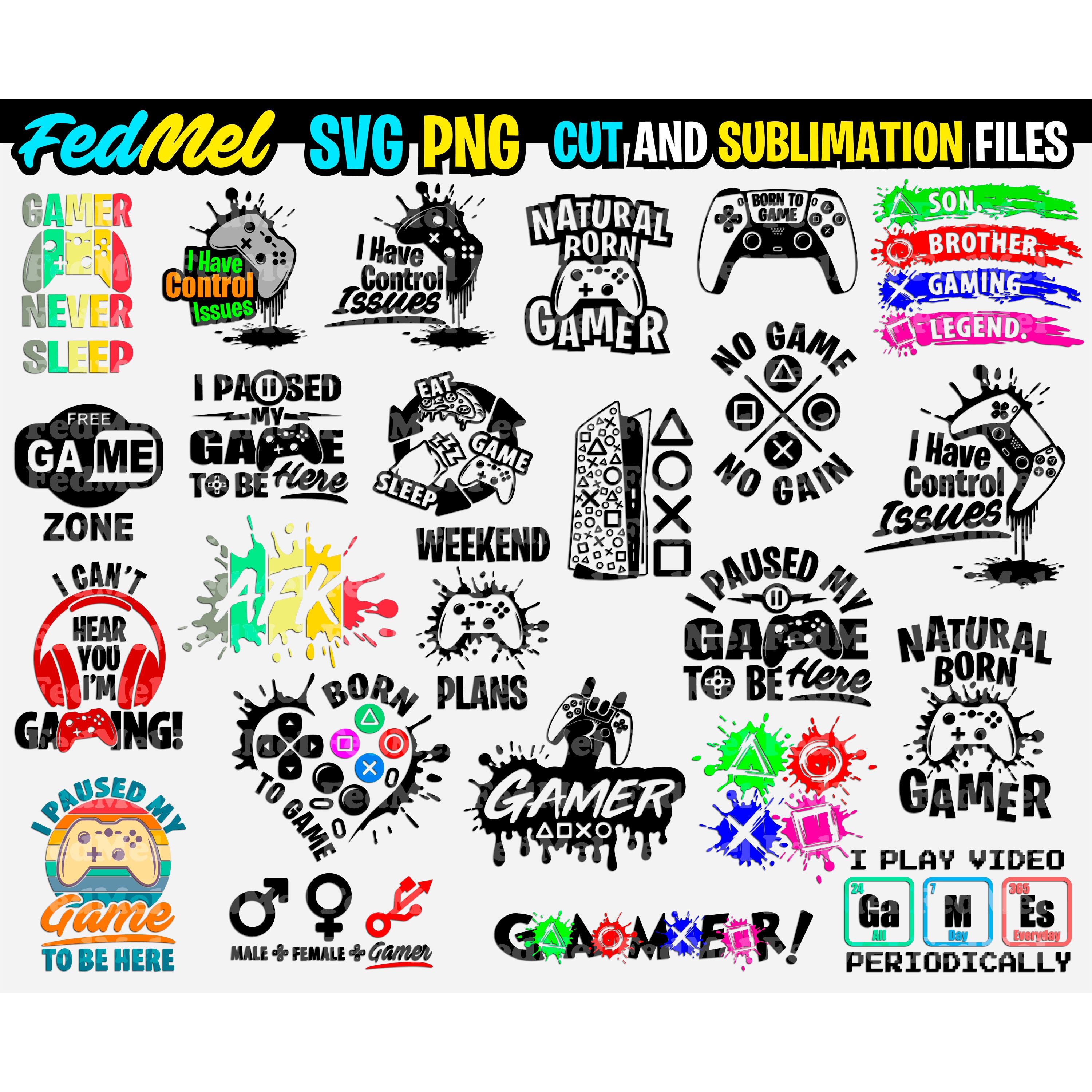 24 Gamer Bundle Designs in Svg, Png, Eps Formats - Etsy