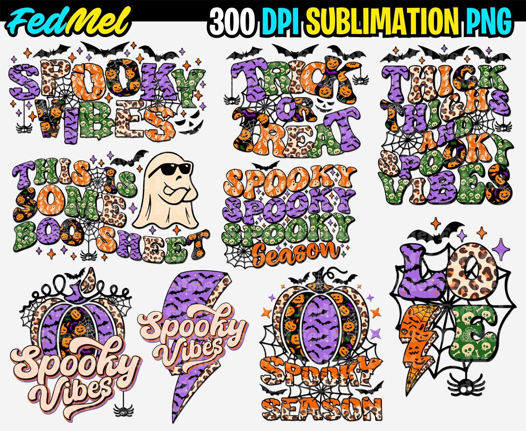 Halloween Png Bundle, Spooky Vibes Png, Trick or Treat Png, Boo Sheet ...