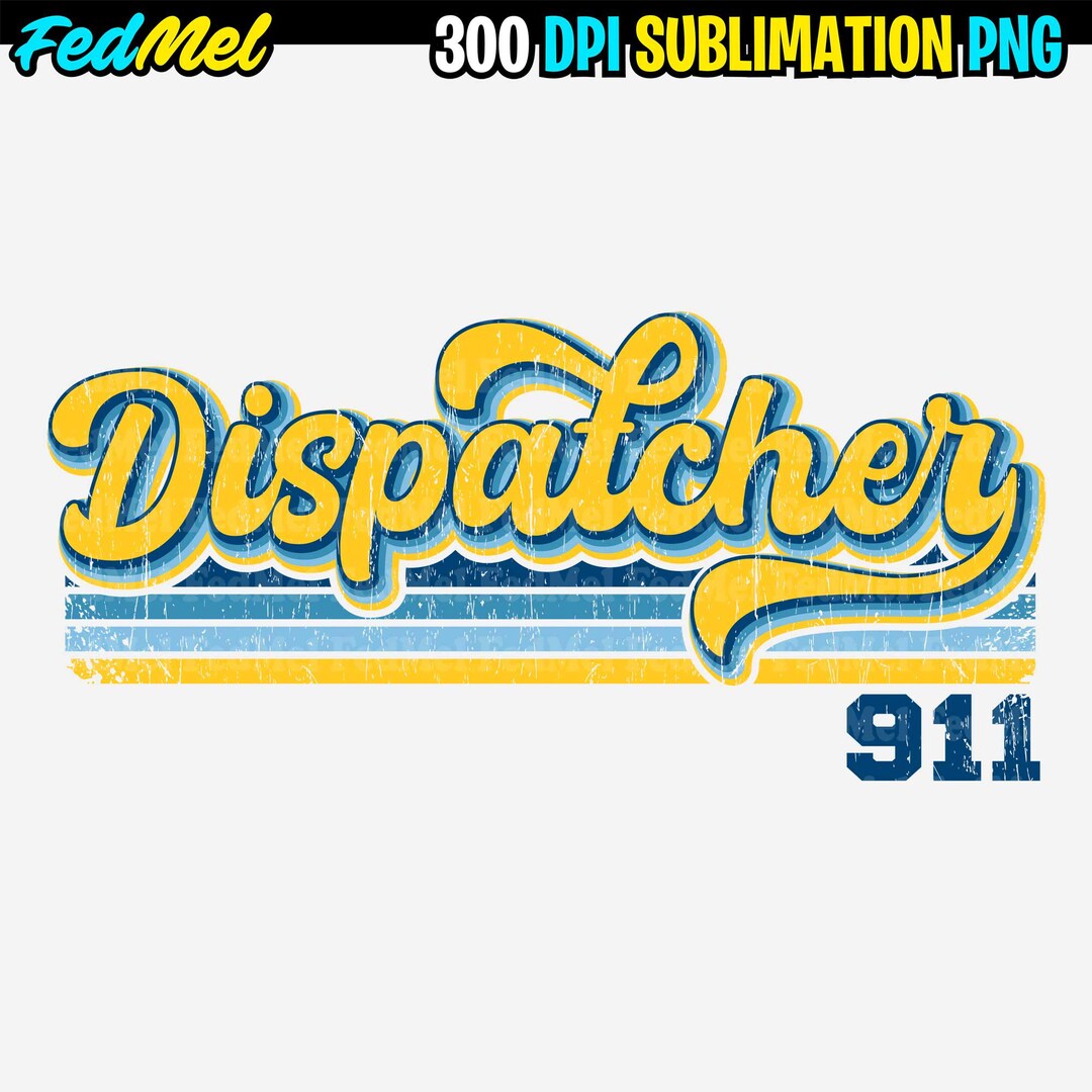 Retro 911 Dispatcher PNG: Distressed T-shirt Sublimation Design Digital ...