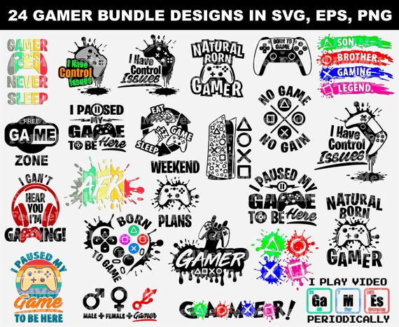 24 Gamer bundle designs in svg png eps formats | Etsy