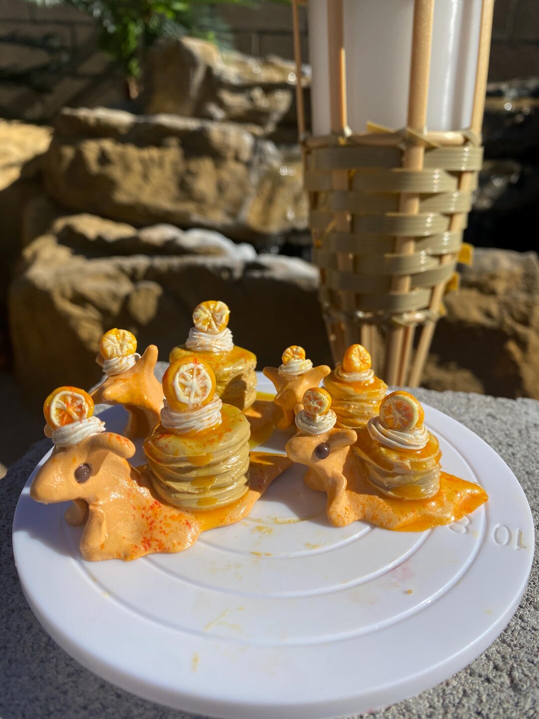 Fruit Orange Cream Pancake Crepe Snail Citrus Breakfast Flapjacks Clay ...