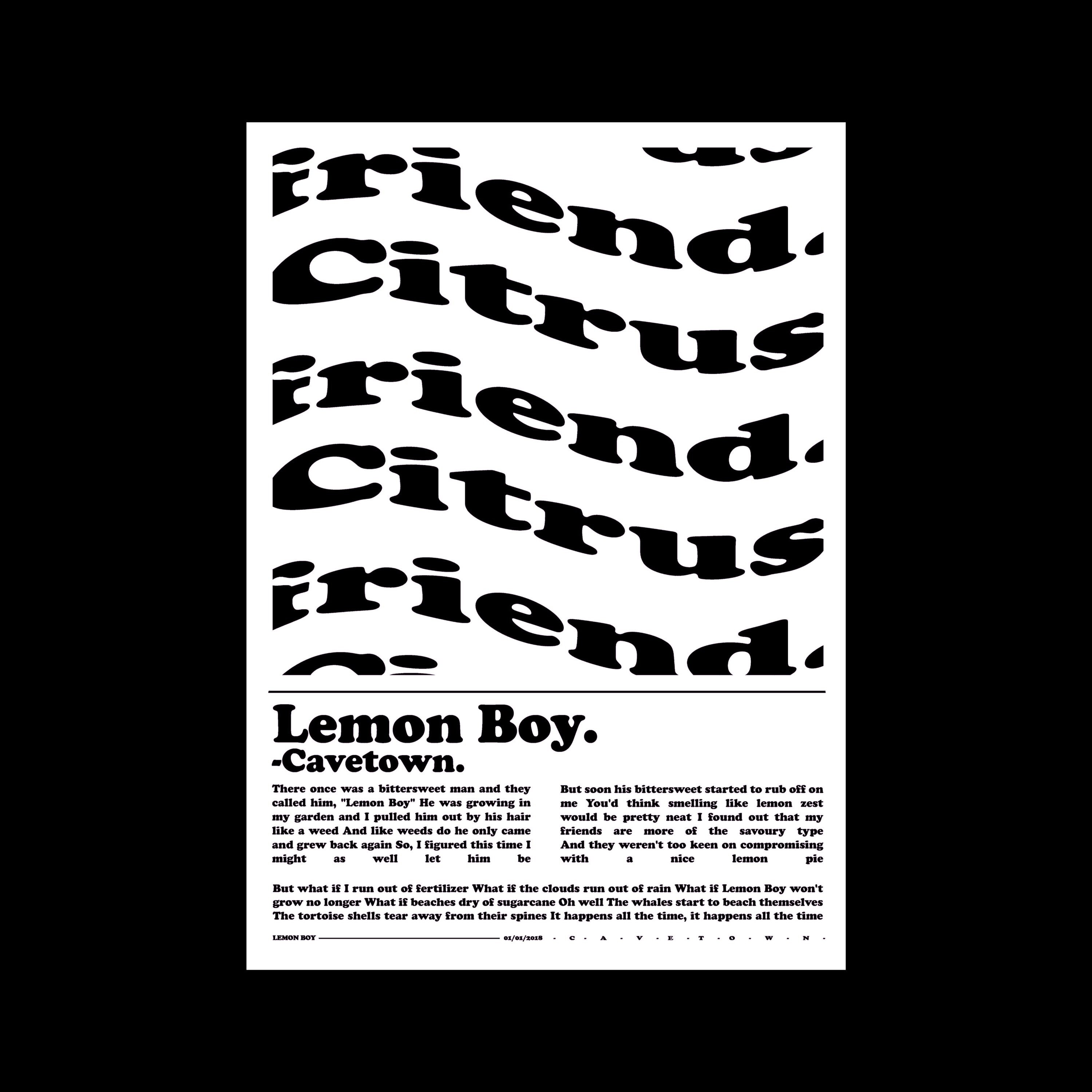 White and Black Cavetown Typographic Lyric Poster Print - Etsy