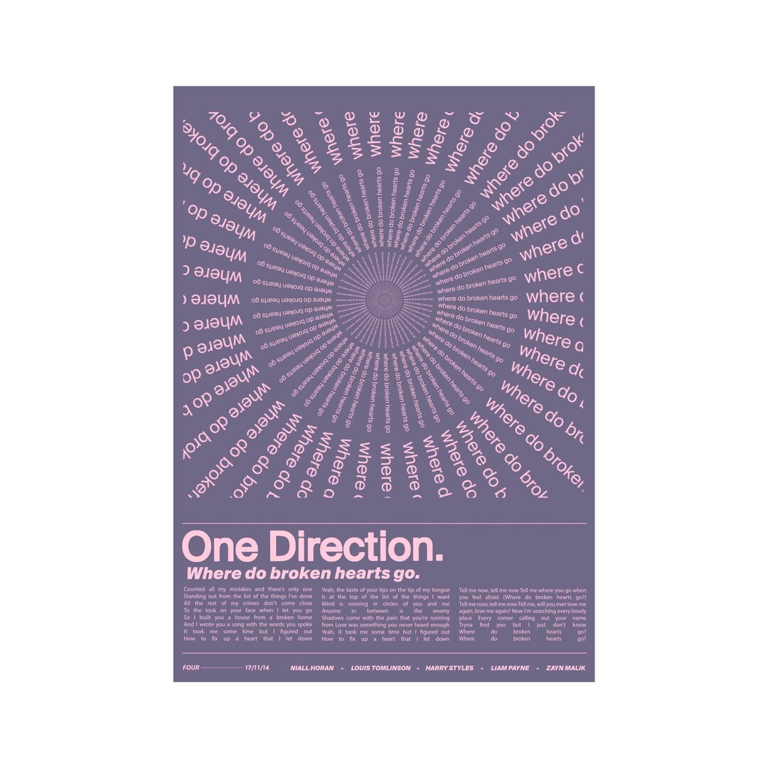 Purple and Pink One Direction Typographic Lyric Poster - Etsy