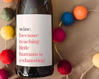 Teacher Appreciation Gift Teacher Wine Labels Gift for - Etsy