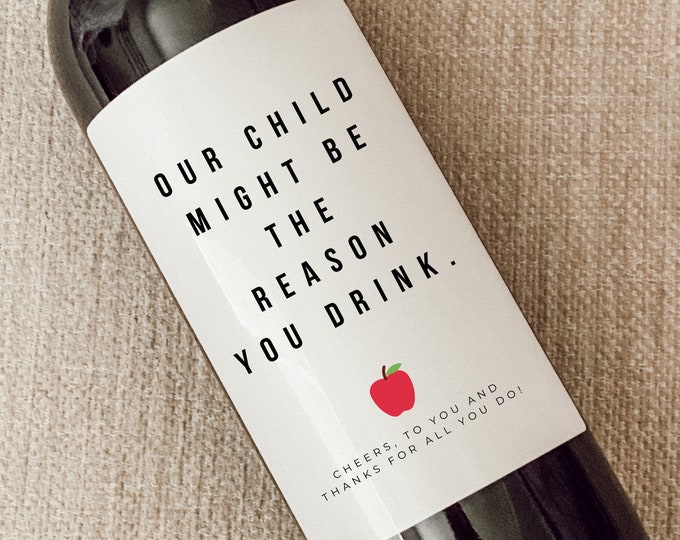Teacher Wine Labels SET OF 2 Gift for Teacher Teacher | Etsy