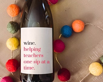 Teacher Appreciation Gift Teacher Wine Labels Gift for - Etsy