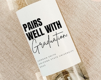 Custom Graduation Wine Label, Graduation Gift, Funny Graduation Gift ...
