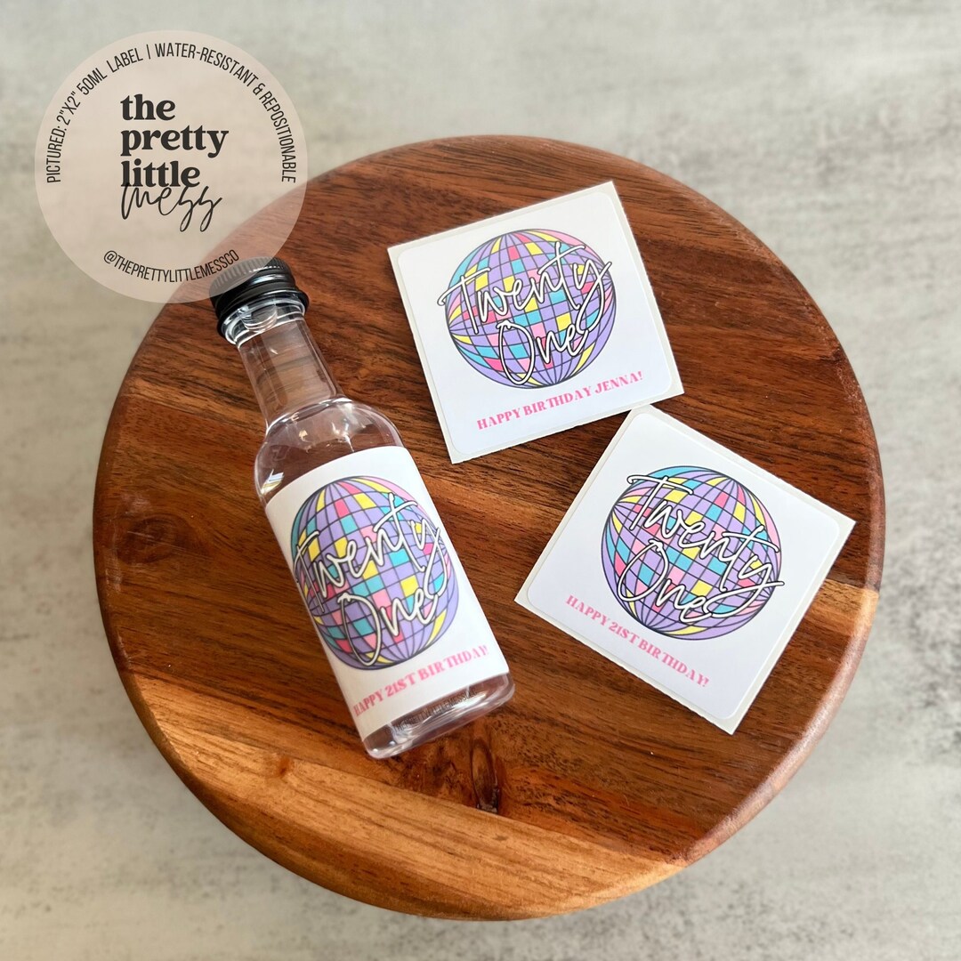 Custom 21st Birthday Mini 50ml Liquor Label, Birthday Gift for Her ...